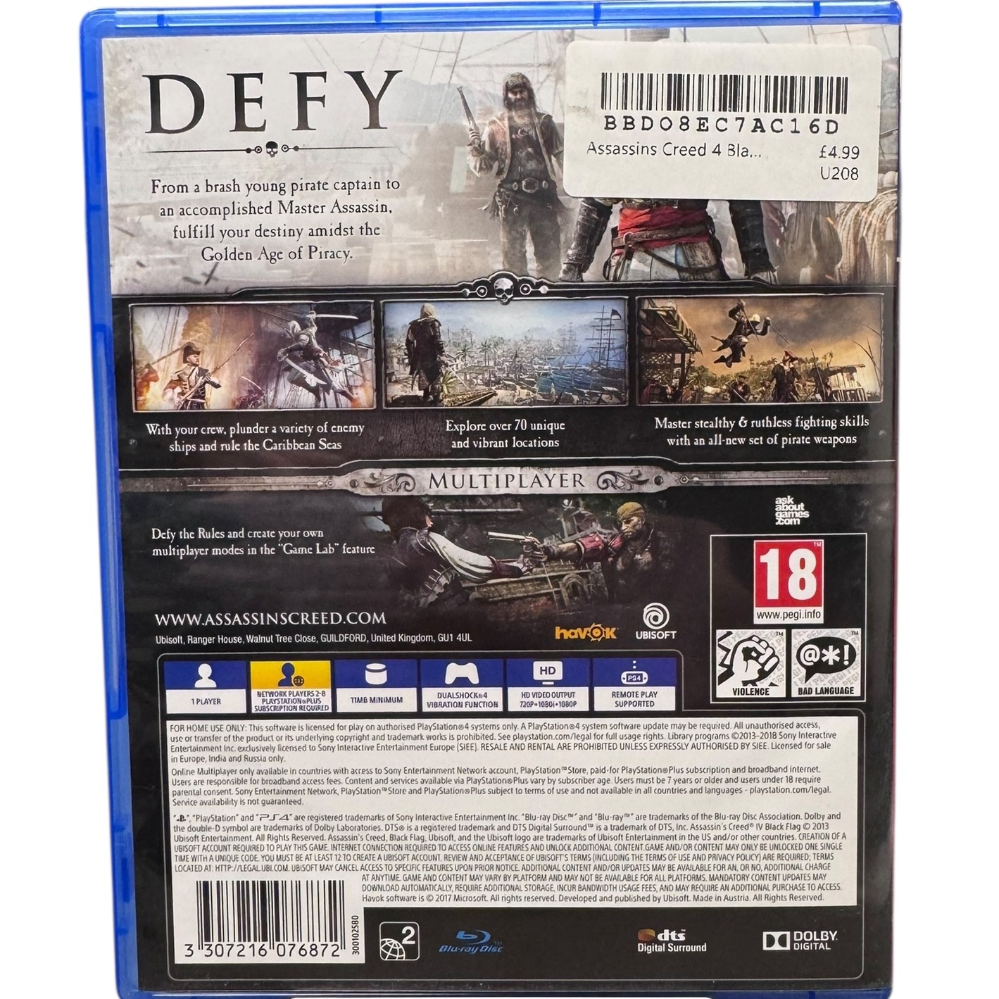 Pre-owned Assassins Creed 4 Black Flag - Sony PlayStation (PEGI 18 ...